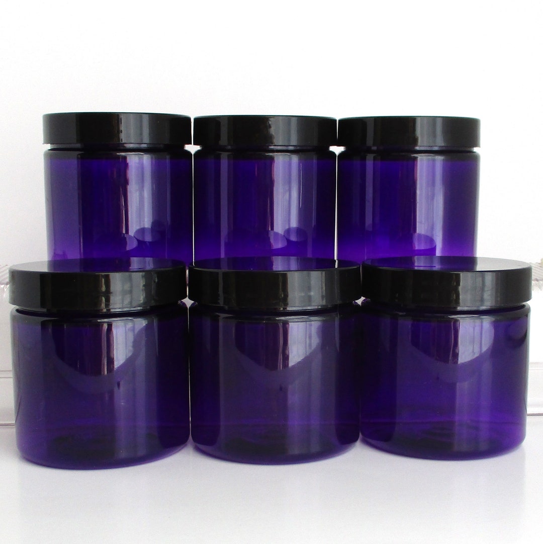 4 Ounce Purple Jars With Black Lids Set of 6 Lined Caps - Etsy
