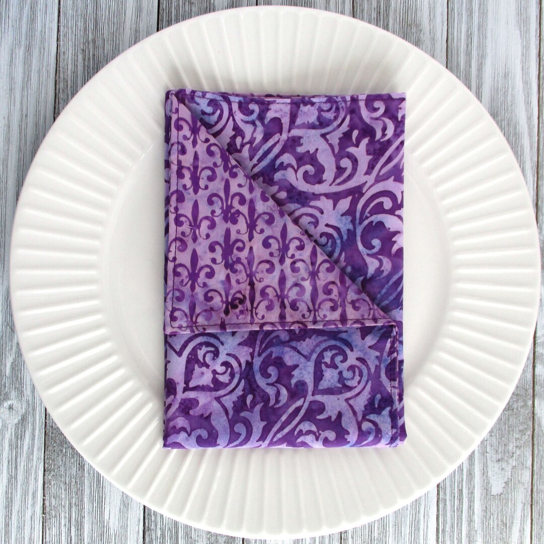Purple Batik Reversible Napkins - Unique Table Linens - Set of 4 - Etsy