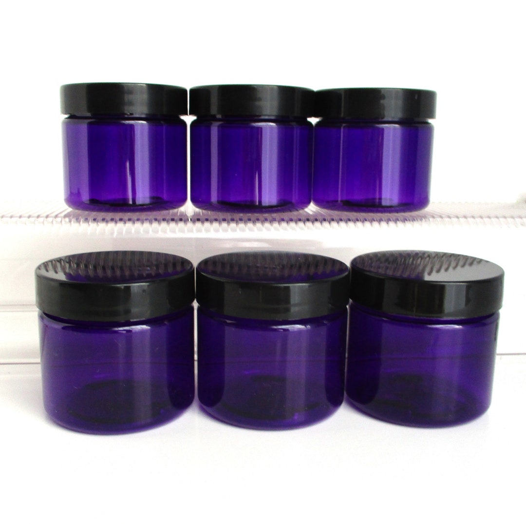 2 Ounce Purple Jars With Black Lids - Set of 6 - Lined Caps - Etsy