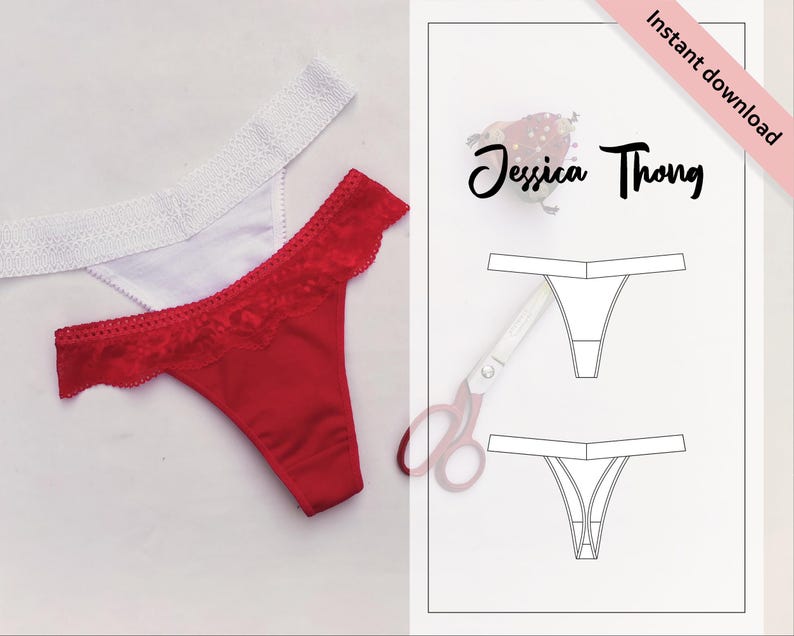 Jessica Thong PDF Sewing Pattern, Lace Sexy Panties, Beginner Underwear ...