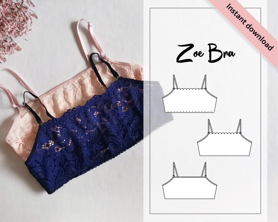Zoe Bra PDF Sewing Pattern, Simple Bralette Top, 3 Styles, Beginner Bra ...
