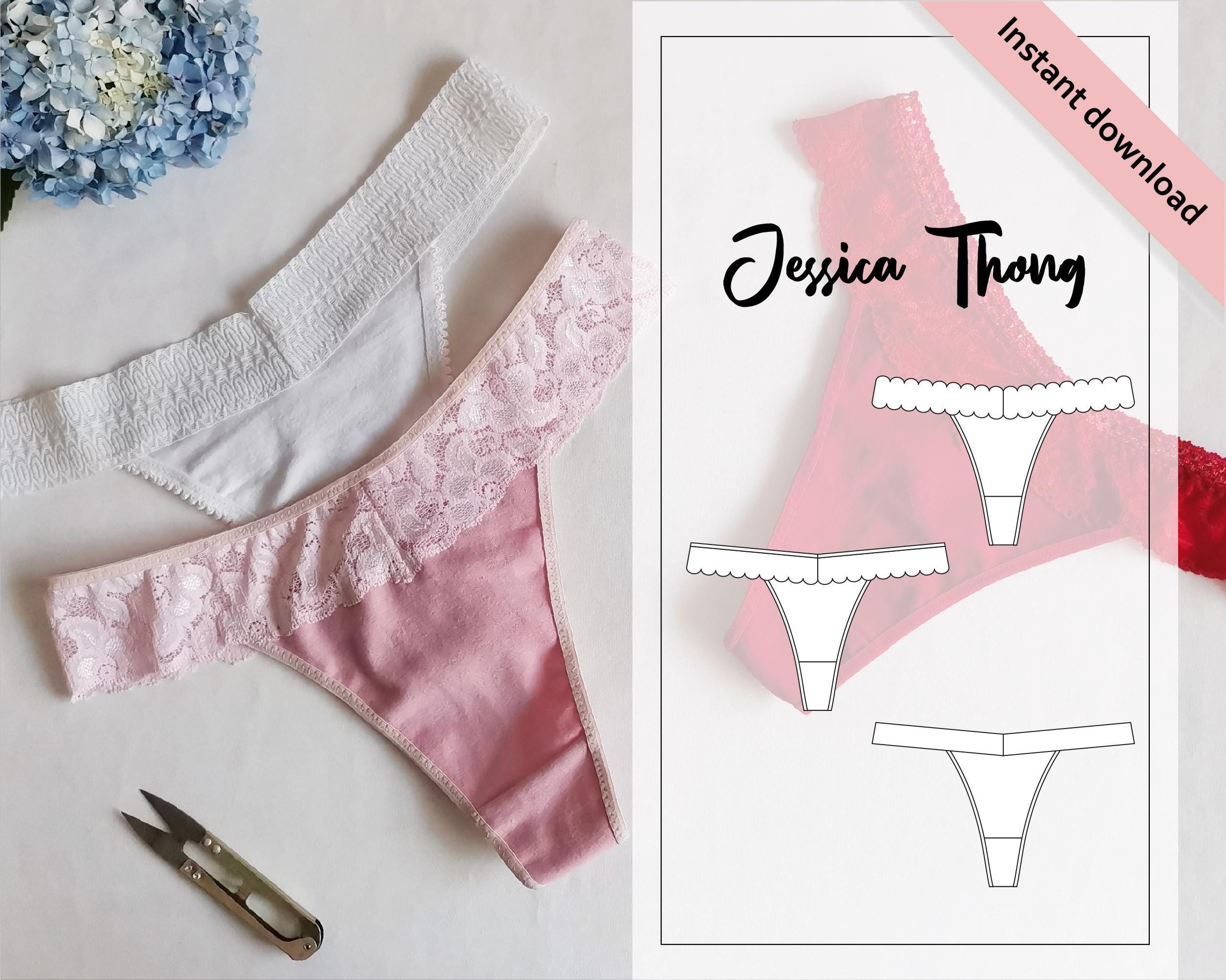 Jessica Thong PDF Sewing Pattern, Lace Sexy Panties, Beginner Underwear ...