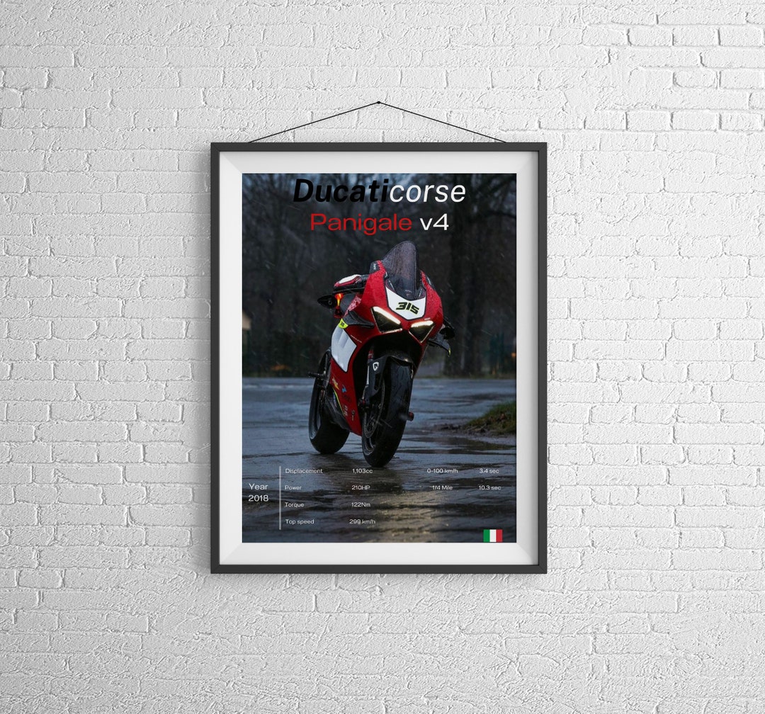 Digital Poster Ducati Panigale V4 Poster Wall Art Cool Racing Home ...