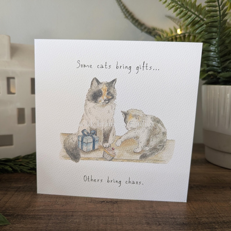 Personalisable Watercolour Cat Greeting Card | Mischievous Ragdoll ...