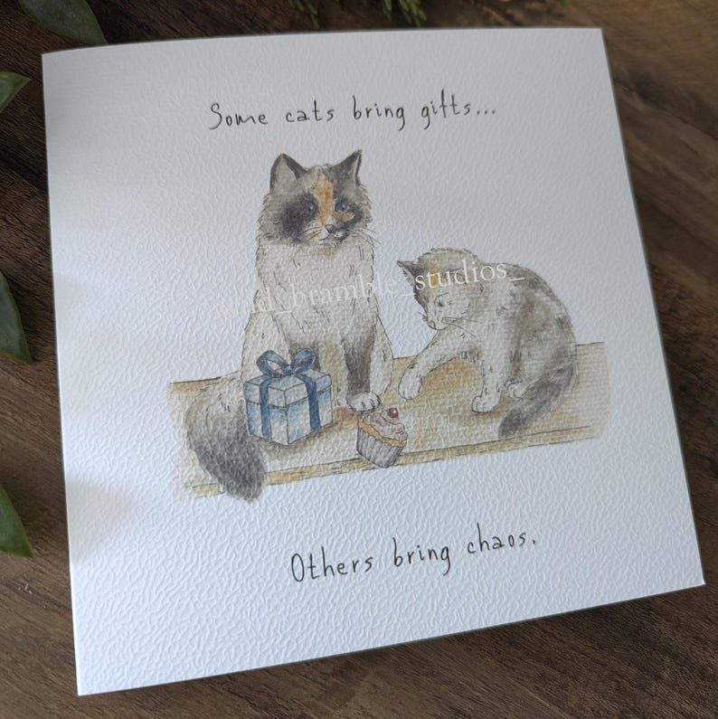 Personalisable Watercolour Cat Greeting Card | Mischievous Ragdoll ...