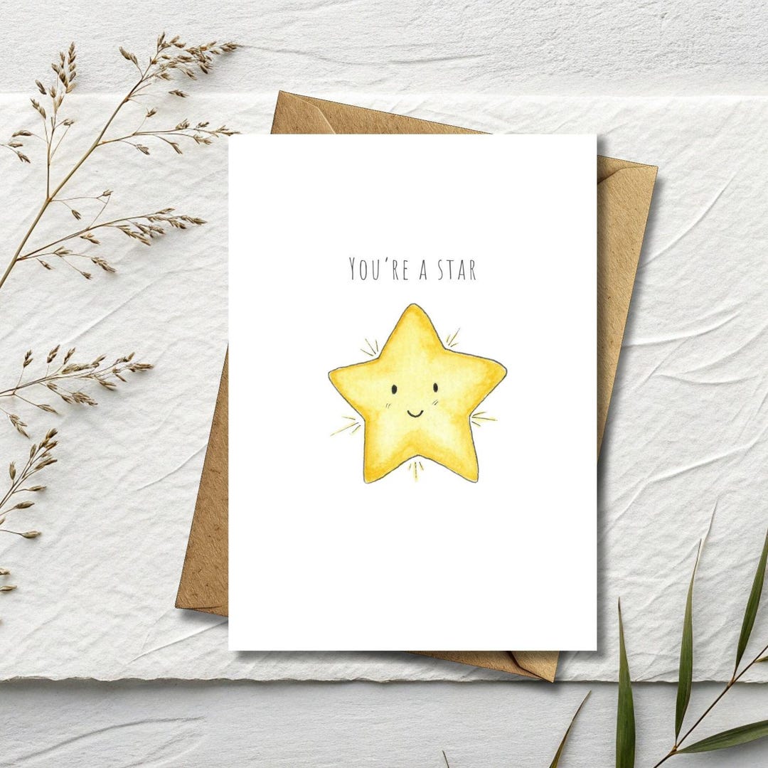 You're A Star | Handmade Watercolour Print Star Card | Hand-finished ...