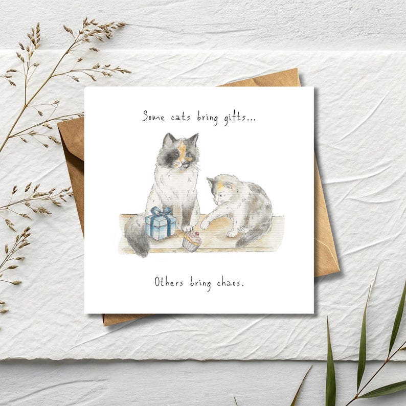 Personalisable Watercolour Cat Greeting Card | Mischievous Ragdoll ...