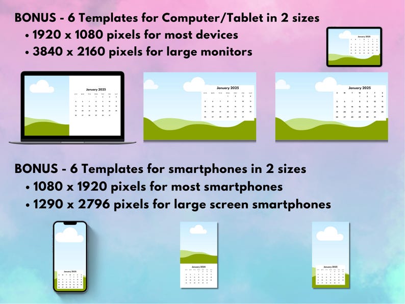 26 Editable Printable Digital Monthly 2025 Landscape Calendar Canva ...