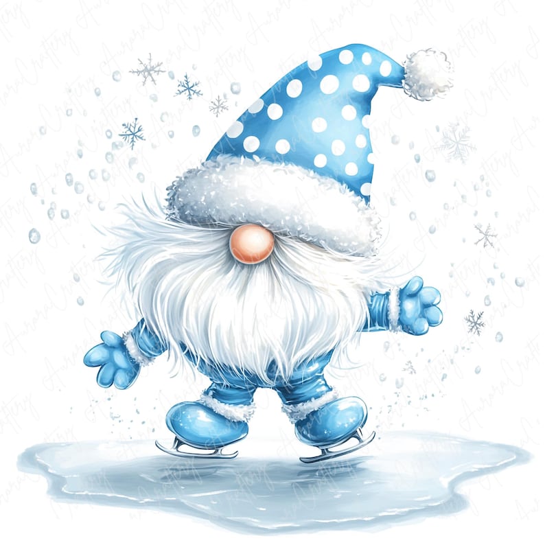 11 Winter Gnomes Clipart, Blue Gnome Snow, Festive Seasonal Clipart ...