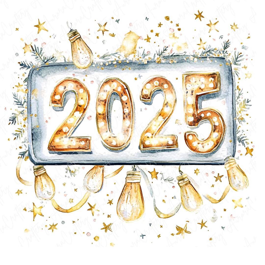 8 Watercolor 2025 Marquee Sign Clipart, Welcome 2025, Festive Signage ...