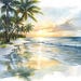 18 Watercolor Beach Sunset Clipart | Tropical Scenes, Palm Trees, Ocean ...