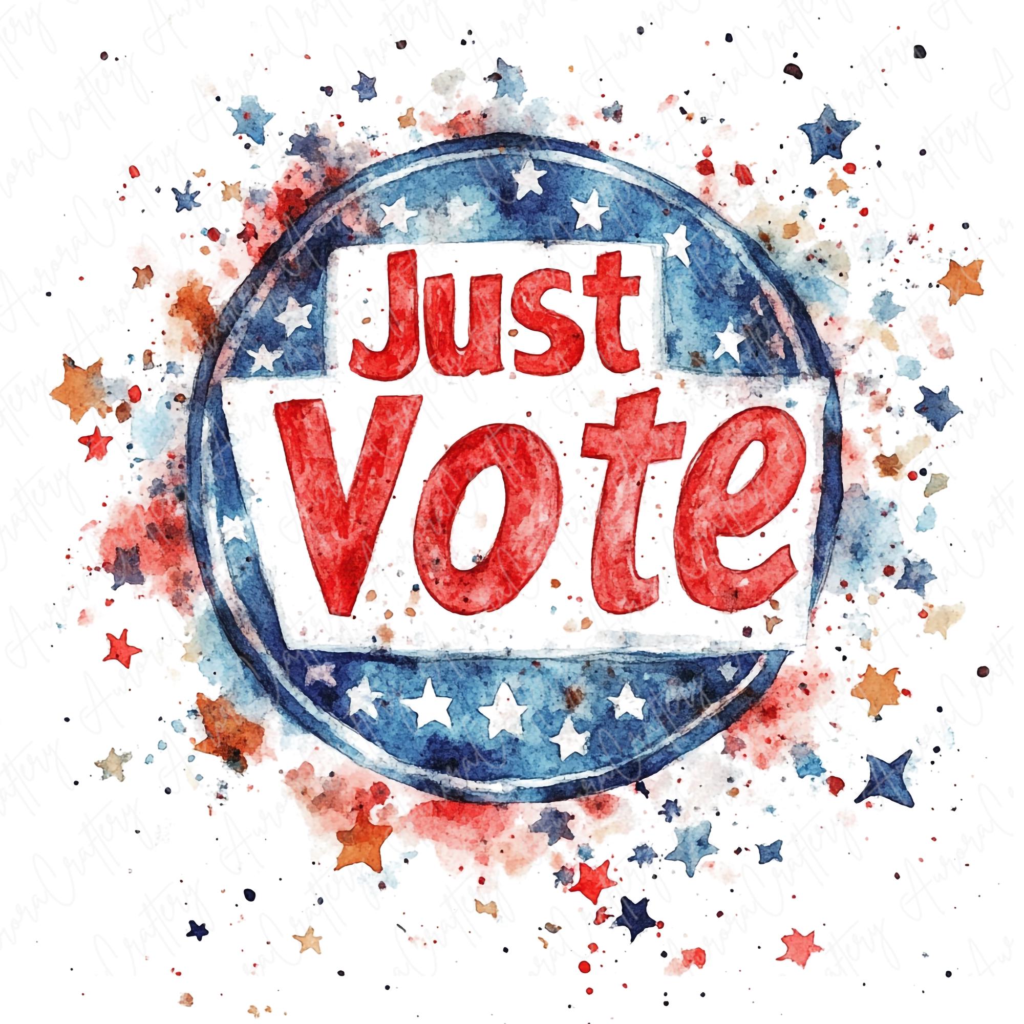 6 Watercolor American Patriotic Voting Stickers Clipart, I Voted Badge ...