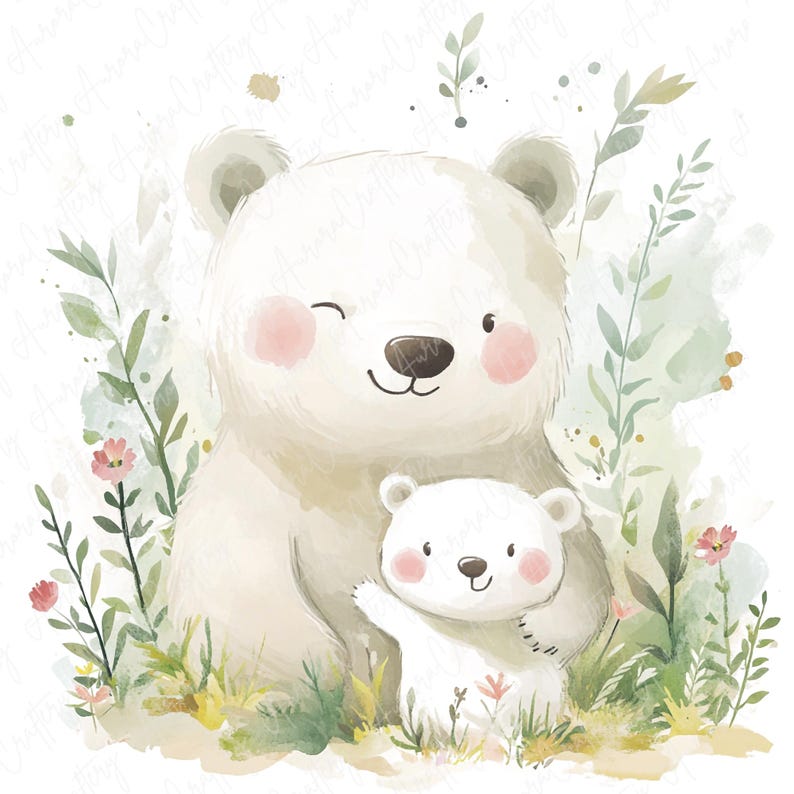 13 Watercolor Bear Clipart, Woodland Bear Clipart, Woodland Cute Animal ...