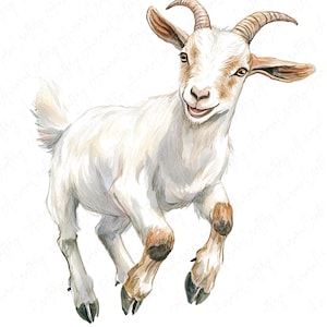 13 Goat Farm Clipart, Watercolor Farm Scenes With Goats, Rustic Barns ...