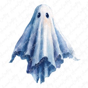 6 Watercolor Ghost Clipart, Blue Spooky Spirit Illustrations, Scary ...
