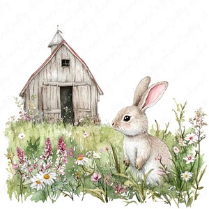 25 Watercolor Rabbit Farm Clipart, Watercolor Bunny, Cute Rabbit, Brown ...