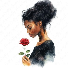 5 Watercolor Girl With Rose Clipart, Cute Girl Clipart, Love Clipart ...