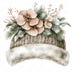 8 Festive Winter Hat Clipart, Floral Cozy Hats for Winter Craft ...