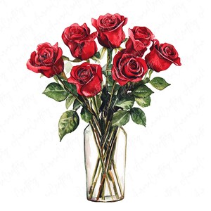 14 Watercolor Rose Vase Clipart, Romantic Floral Clipart, Valentine's ...