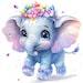 9 Watercolor Baby Elephant Princess Clipart | Cute, Colorful Elephants ...