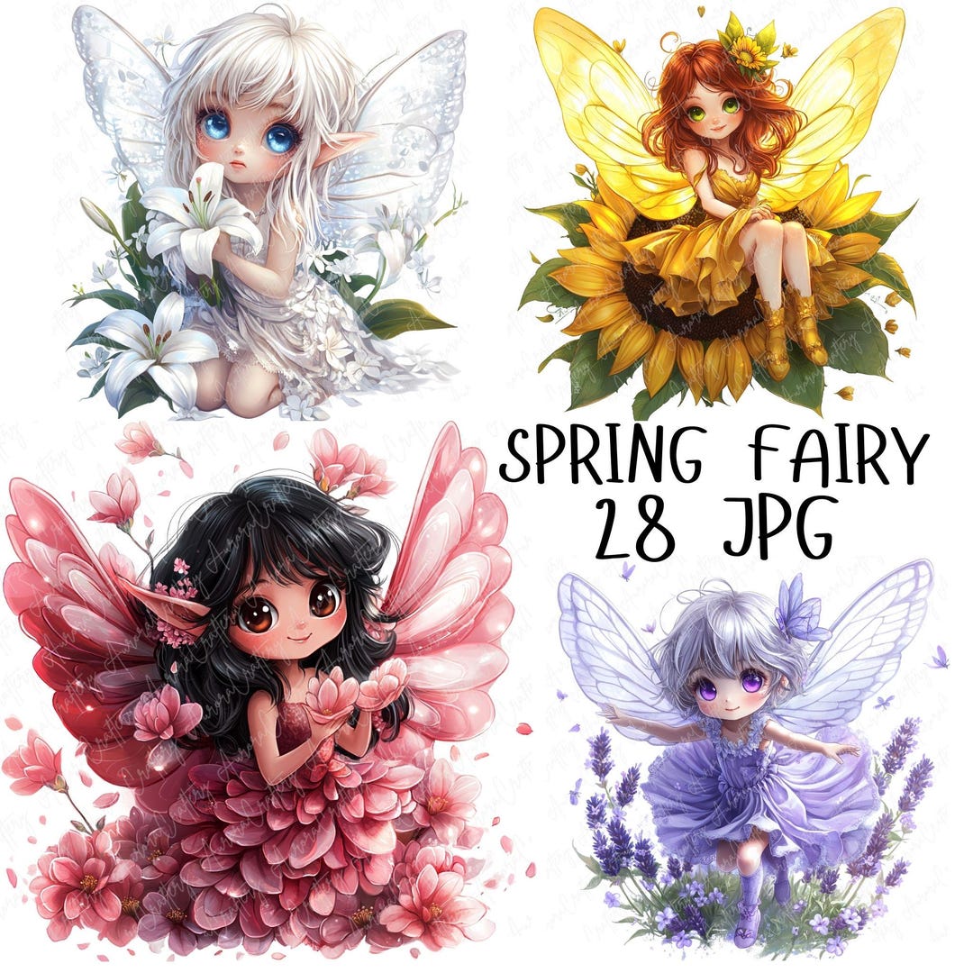 28 Spring Fairy Clipart, Floral Fairy With Sunflowers, Lilies, and ...