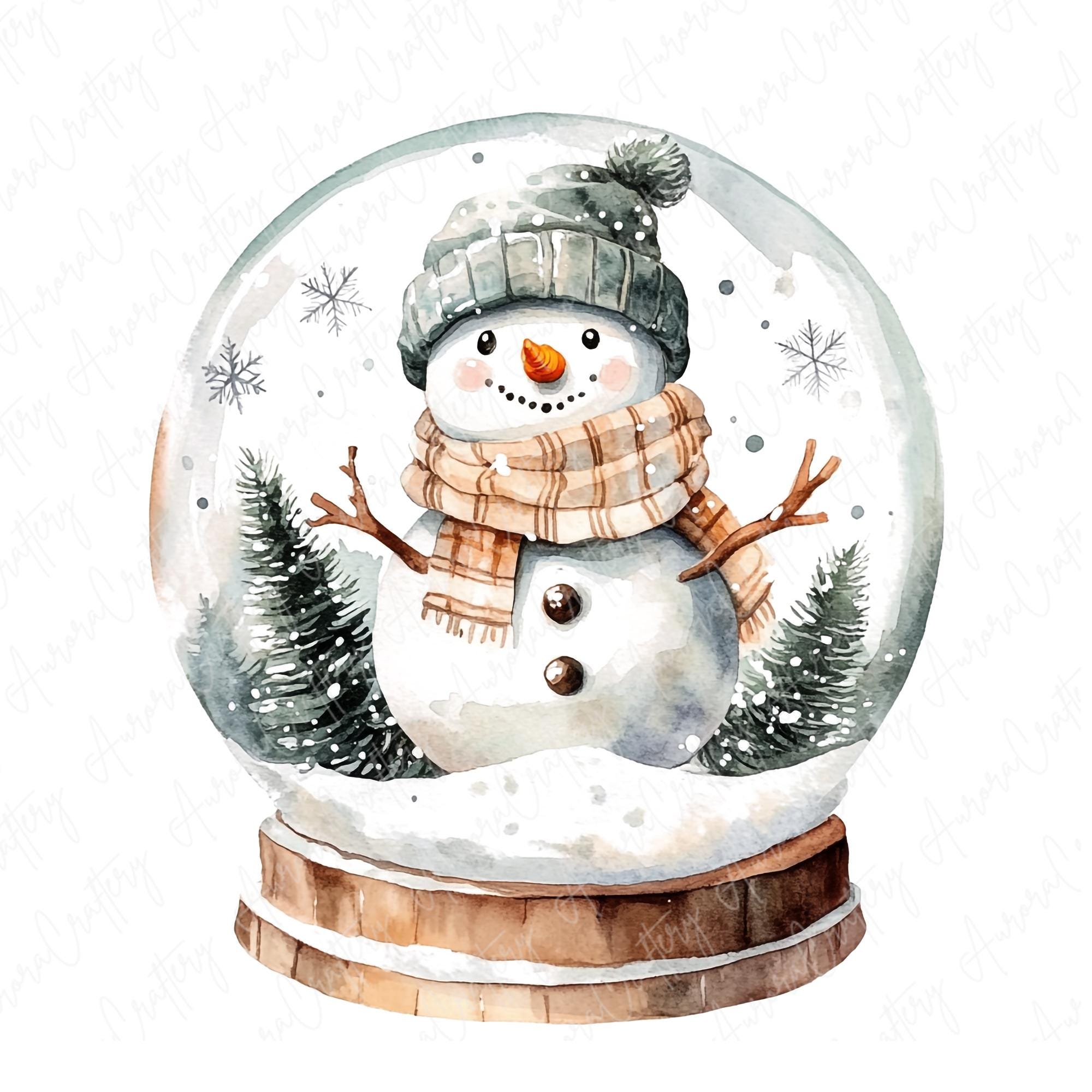 6 Festive Snowman Snow Globe Clipart, Snow Winter Globe, Festive Winter ...
