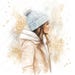 8 Watercolor Winter Girl in Blue Hat Clipart, Cozy Winter Girl Clipart ...