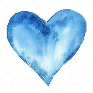 14 Blue Love Hearts Watercolor Clipart, Romantic Blue Heart Clipart for ...