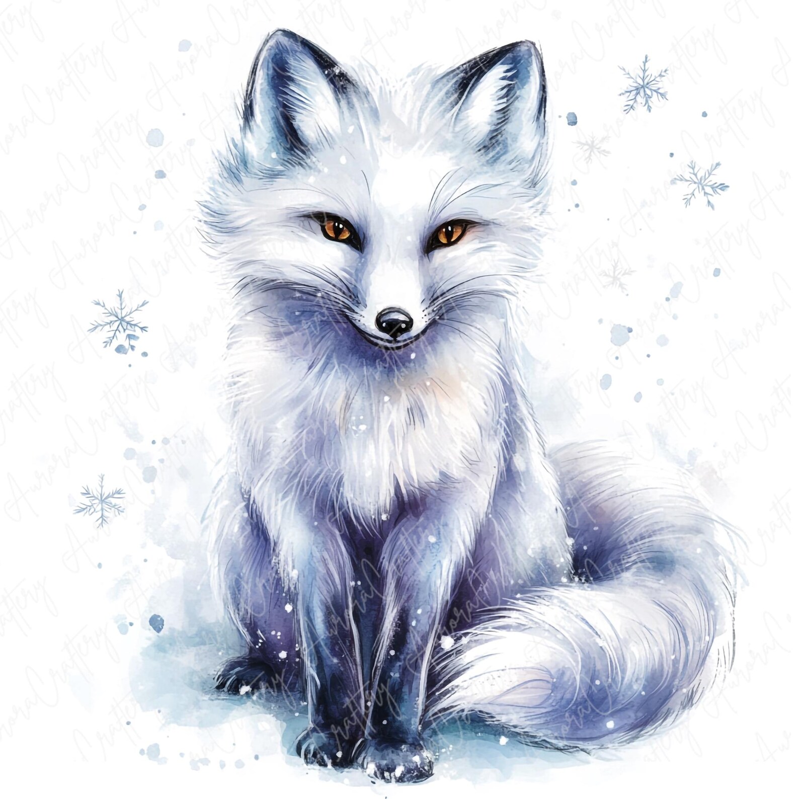 9 Watercolor Arctic Fox Clipart, Cute Winter Fox Clipart, White Fox ...