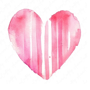 8 Watercolor Pink Heart Clipart, Soft Pastel Heart Illustrations for ...