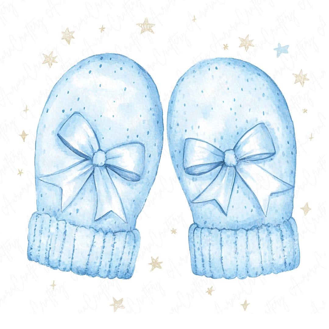 12 Baby Blue Mittens Watercolor Clipart, Winter-themed Nursery Art ...