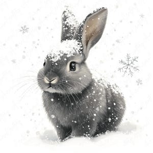 10 Watercolor Winter Rabbit Clipart, Woodland Bunny Clipart, Snowy ...