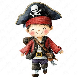8 Cute Pirate Kid Clipart Cute Pirate Boy, Watercolor Pirate Clipart ...