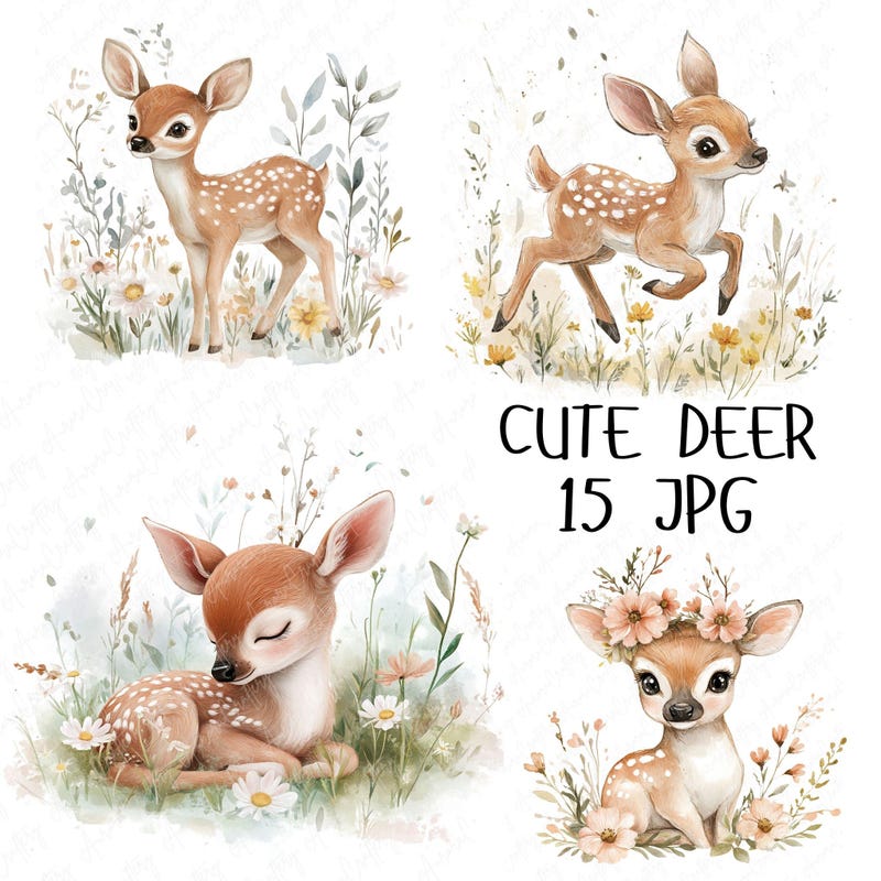 Watercolor Deer Clipart - Etsy