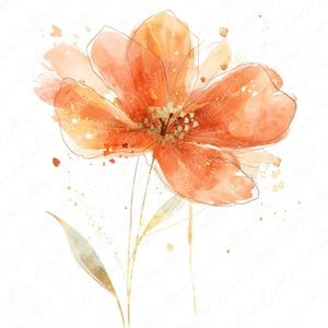 13 Abstract Orange Yellow Watercolor Floral Clipart Bundle, Bright ...