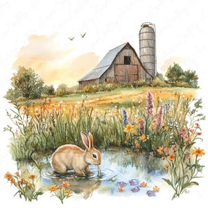 25 Watercolor Rabbit Farm Clipart, Watercolor Bunny, Cute Rabbit, Brown ...