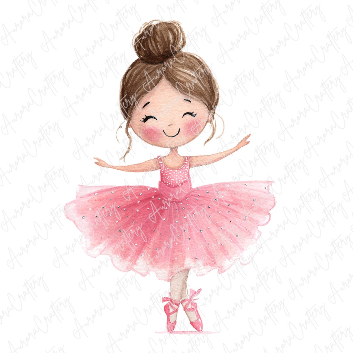 5 Watercolor Ballerina Girl Clipart, Cute Pink Tutu Dancer ...