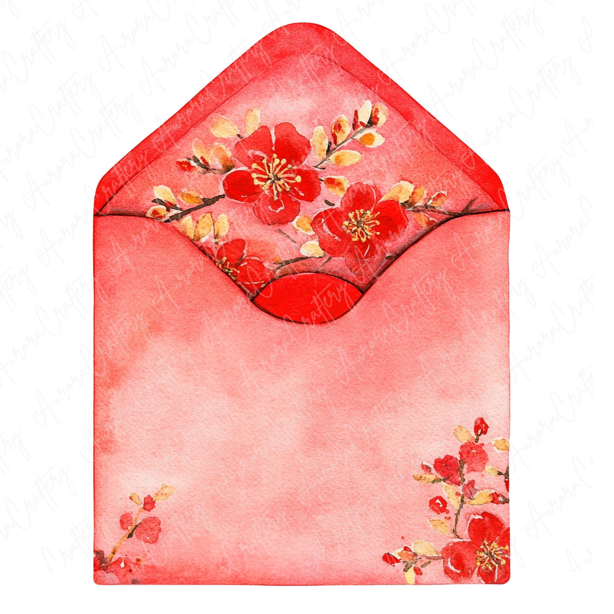 7 Watercolor Red Envelopes Clipart, Chinese New Year Clipart ...