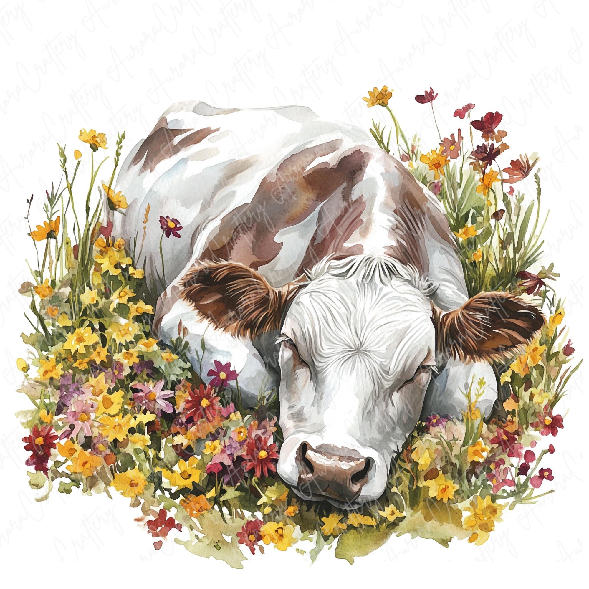 14 Cow Farm Clipart, Watercolor Cows, Watercolor Farm Animals Clipart ...