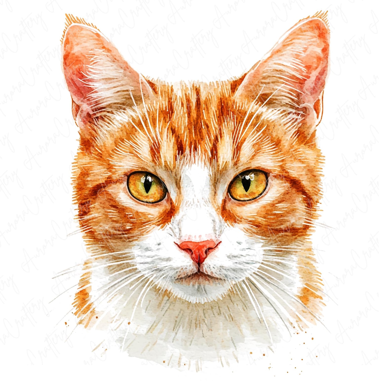 14 Watercolor Ginger Cat Clipart, Playful Orange Tabby Cats, Cute Cat ...