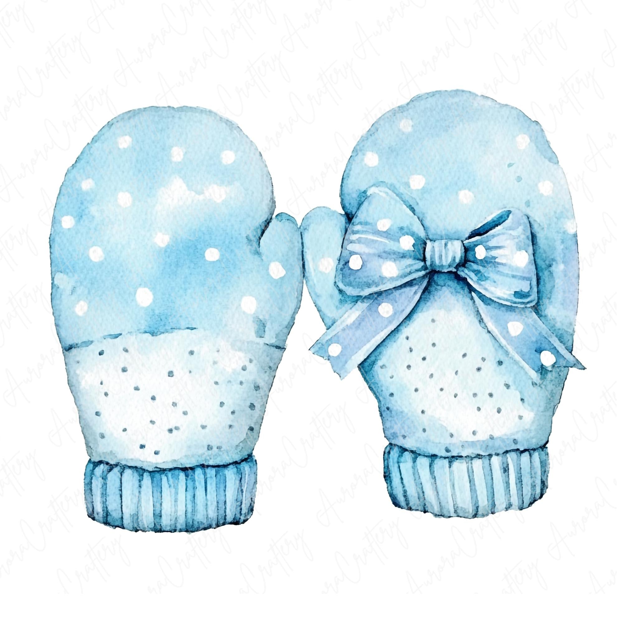 12 Baby Blue Mittens Watercolor Clipart, Winter-themed Nursery Art ...