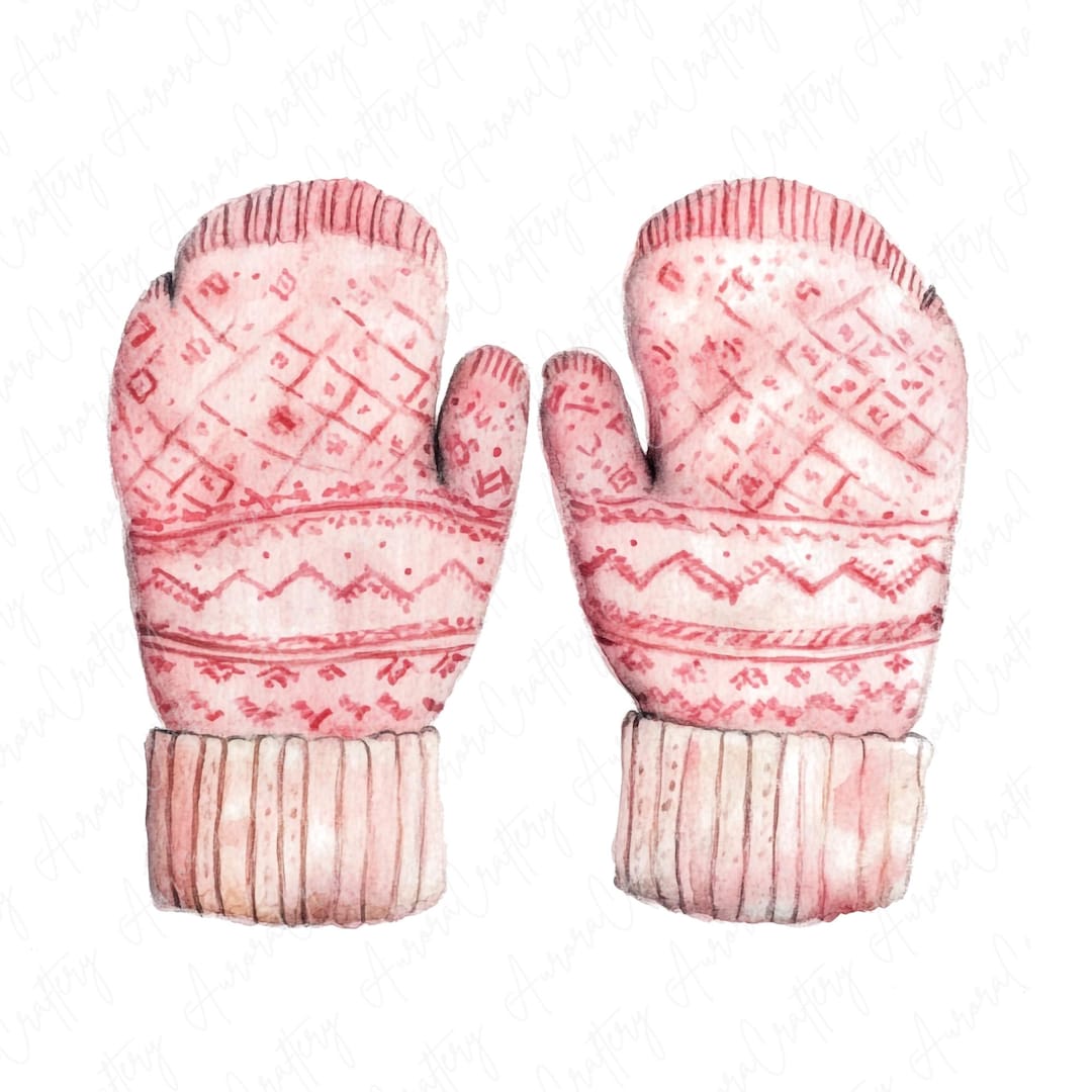 6 Pink Mittens Winter Clipart, Cozy Winter Mittens Clipart, Winter ...