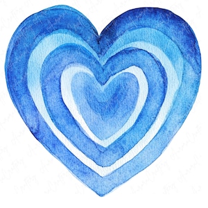 14 Watercolor Blue Heart Clipart, Blue Love Heart Illustrations for ...
