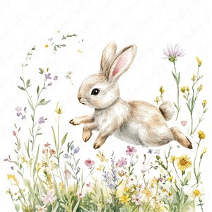 25 Watercolor Rabbit Farm Clipart, Watercolor Bunny, Cute Rabbit, Brown ...