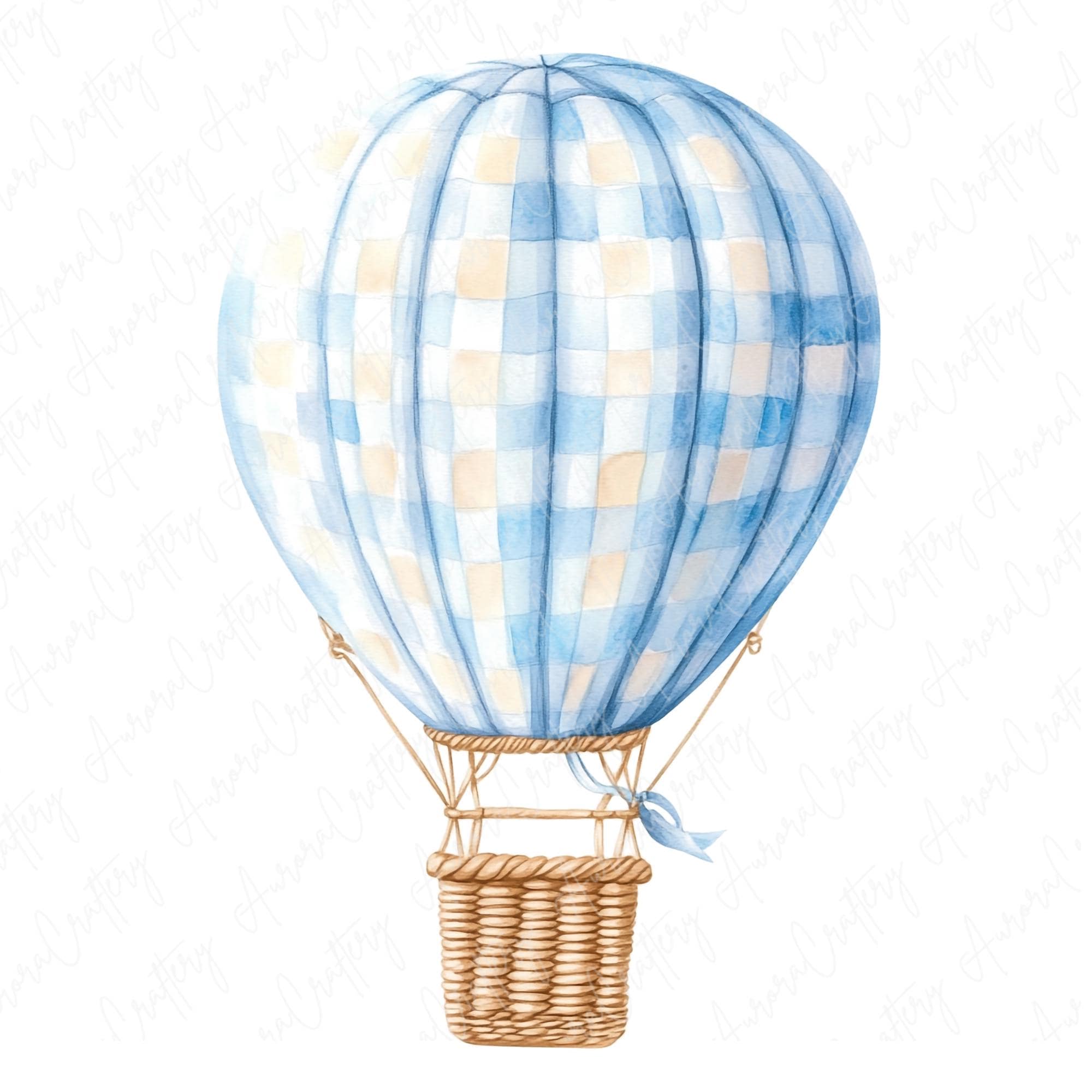11 Baby Blue Hot Air Balloon Watercolor Clipart, Dreamy Nursery Decor ...
