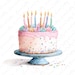 7 Watercolor Birthday Cake Clipart, Pink Drip Cakes With Candles, Party ...