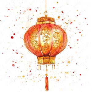 8 Chinese New Year Lantern Clipart, Festive Hanging Lanterns Clipart ...
