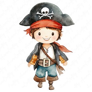8 Cute Pirate Kid Clipart Cute Pirate Boy, Watercolor Pirate Clipart ...
