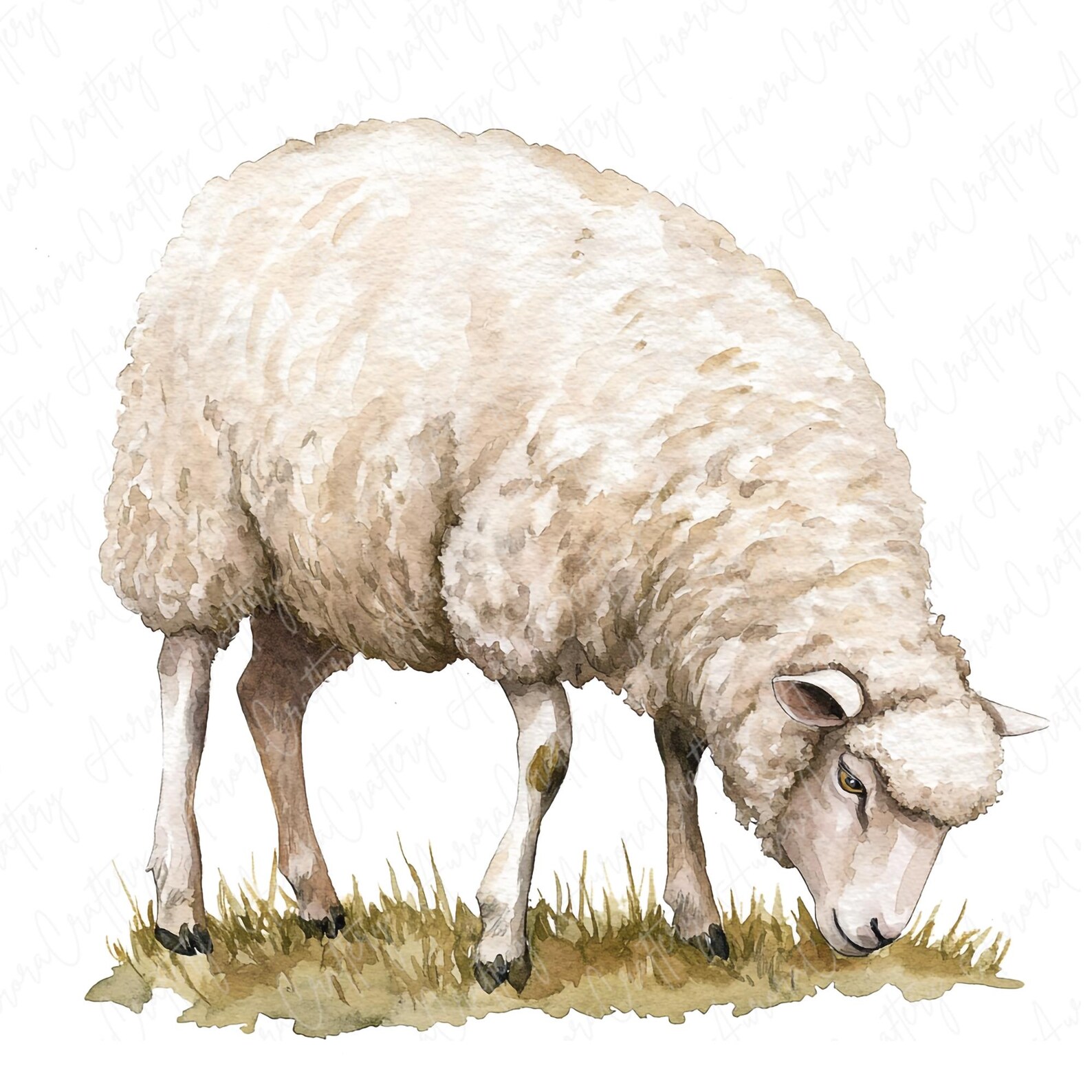 12 Watercolor Sheep Farm Clipart, Cute Sheep Clipart, Farm Animal ...