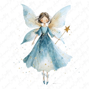 6 Watercolor Fairy Clipart, Whimsical Fairies With Wings and Magic ...
